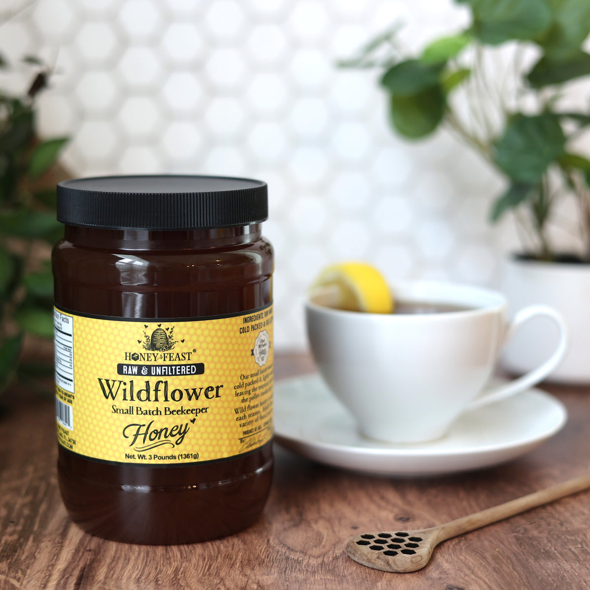 Honey Feast Bulk Wildflower Honey 3lb – Raw Unheated Honey, Ideal for